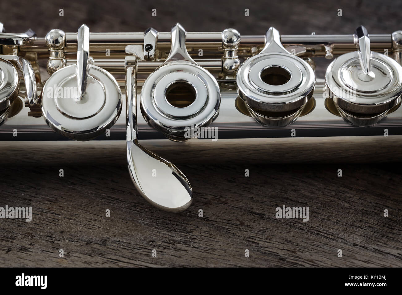 Modern Concert Flute on a Wood Table Stock Photo - Alamy