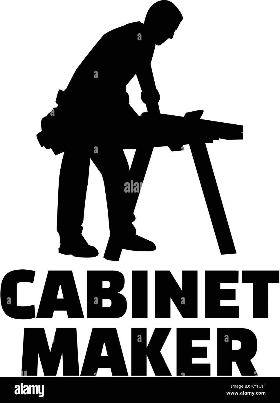 Cabinetmaker silhouette with job title Stock Photo - Alamy