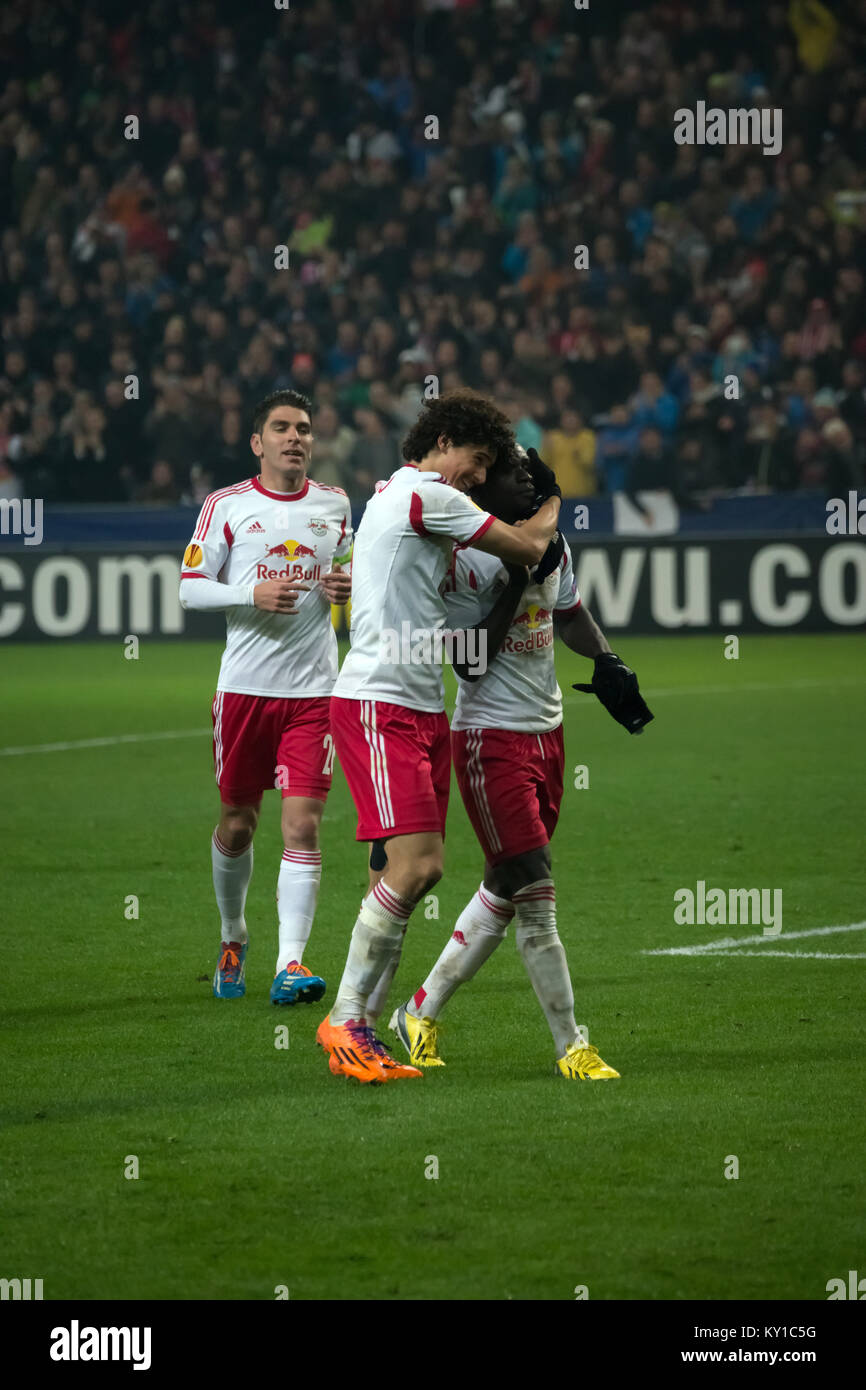 FC Red Bull Salzburg Brazilian defender André Ramalho hugs Sadio Mané ...