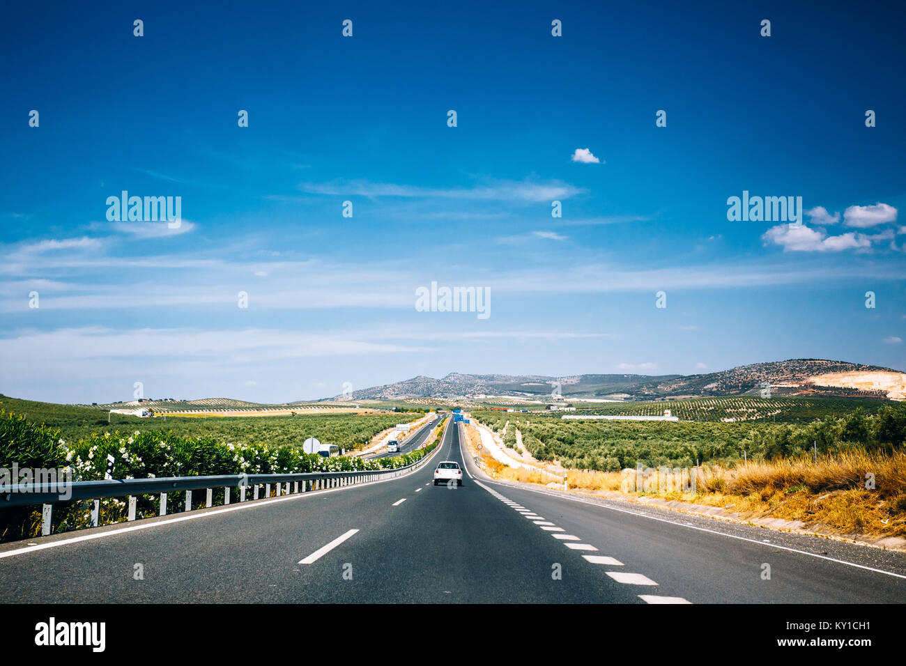 Beautiful asphalt freeway, motorway, highway against the background of ...