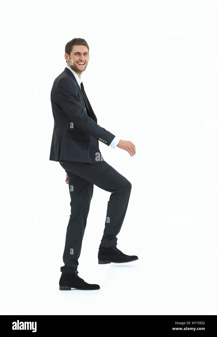 full growth.businessman taking a step forward.isolated on white Stock ...