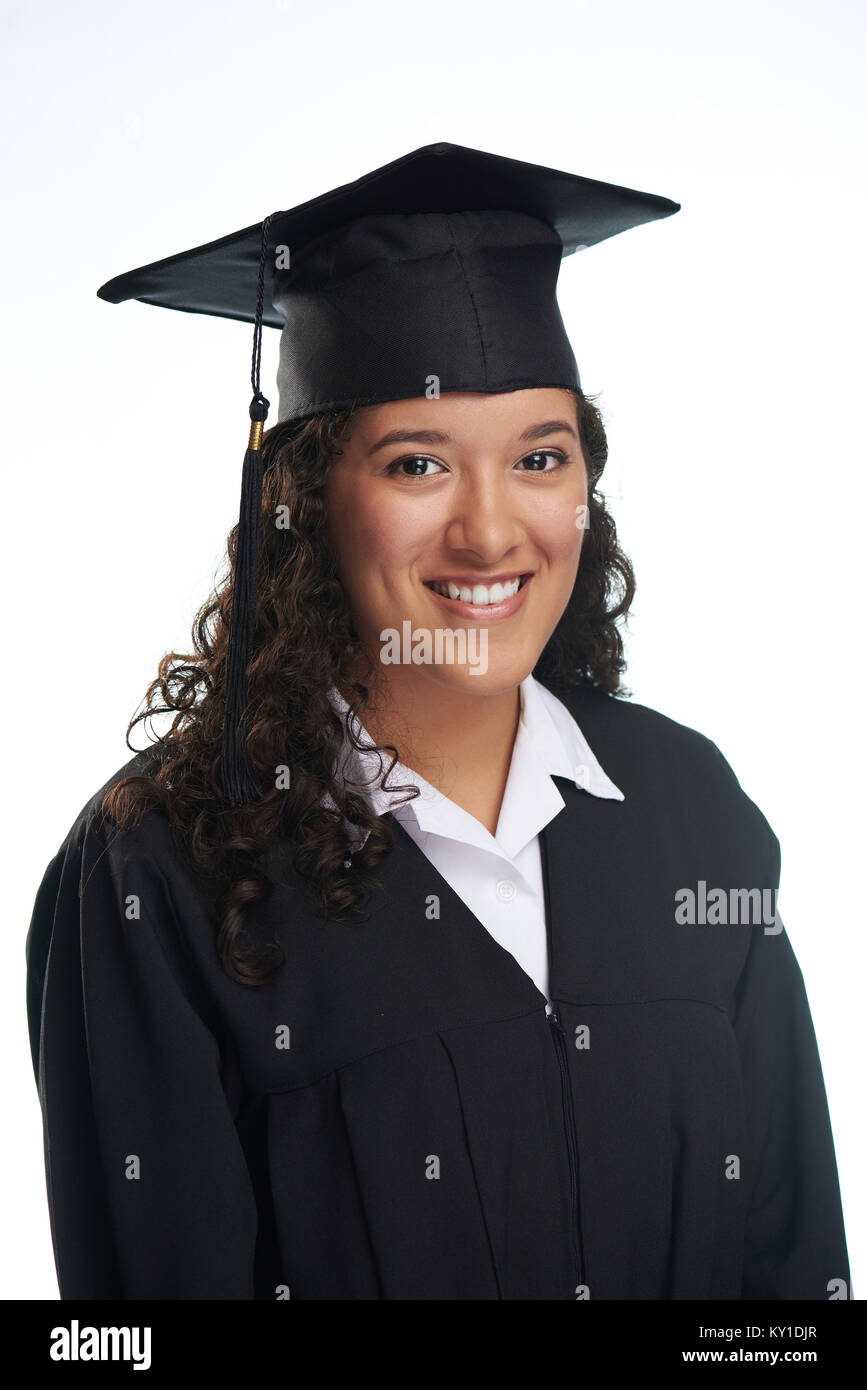 University graduated girl portrait isolated on white background Stock ...
