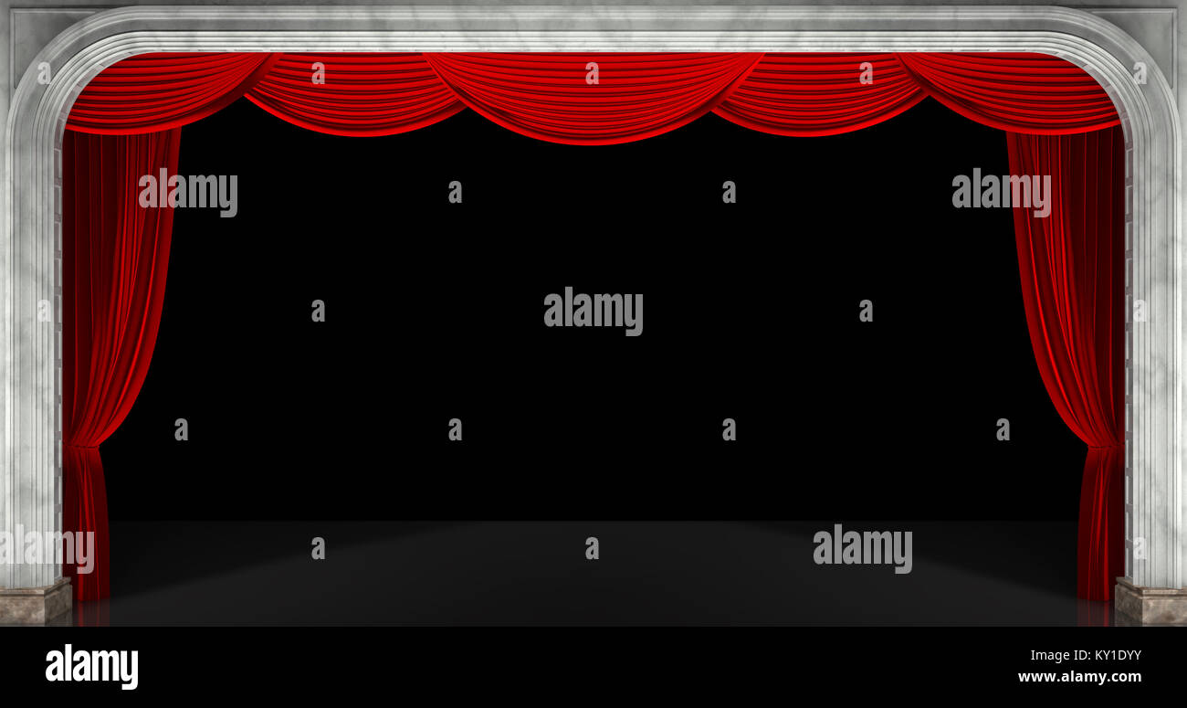 Red curtains. 3D render Stock Photo - Alamy