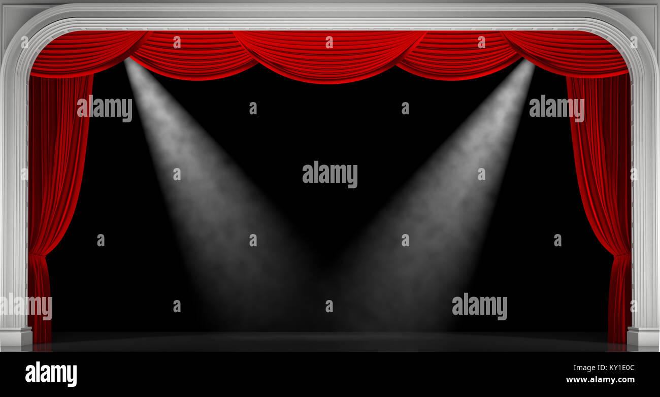 Red curtains. 3D render Stock Photo - Alamy