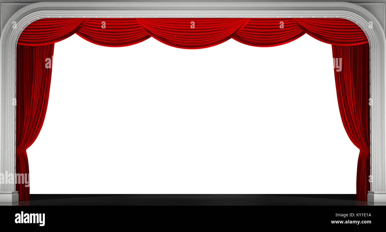 Red curtains isolated. 3D render Stock Photo - Alamy