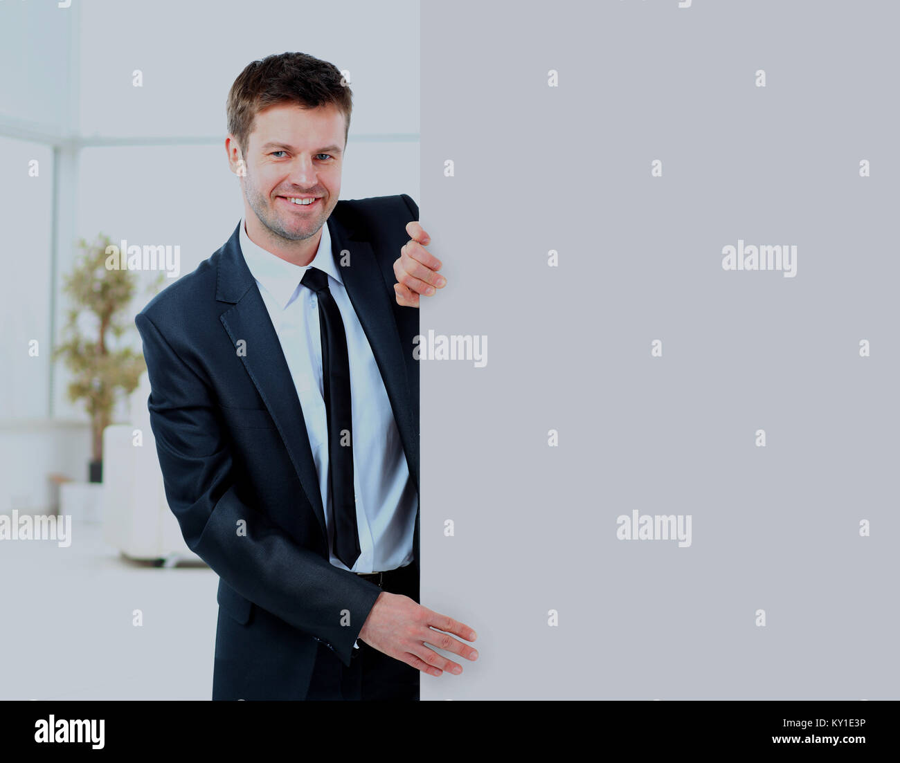 Businessman demonstrates the project to the potential customer and ...