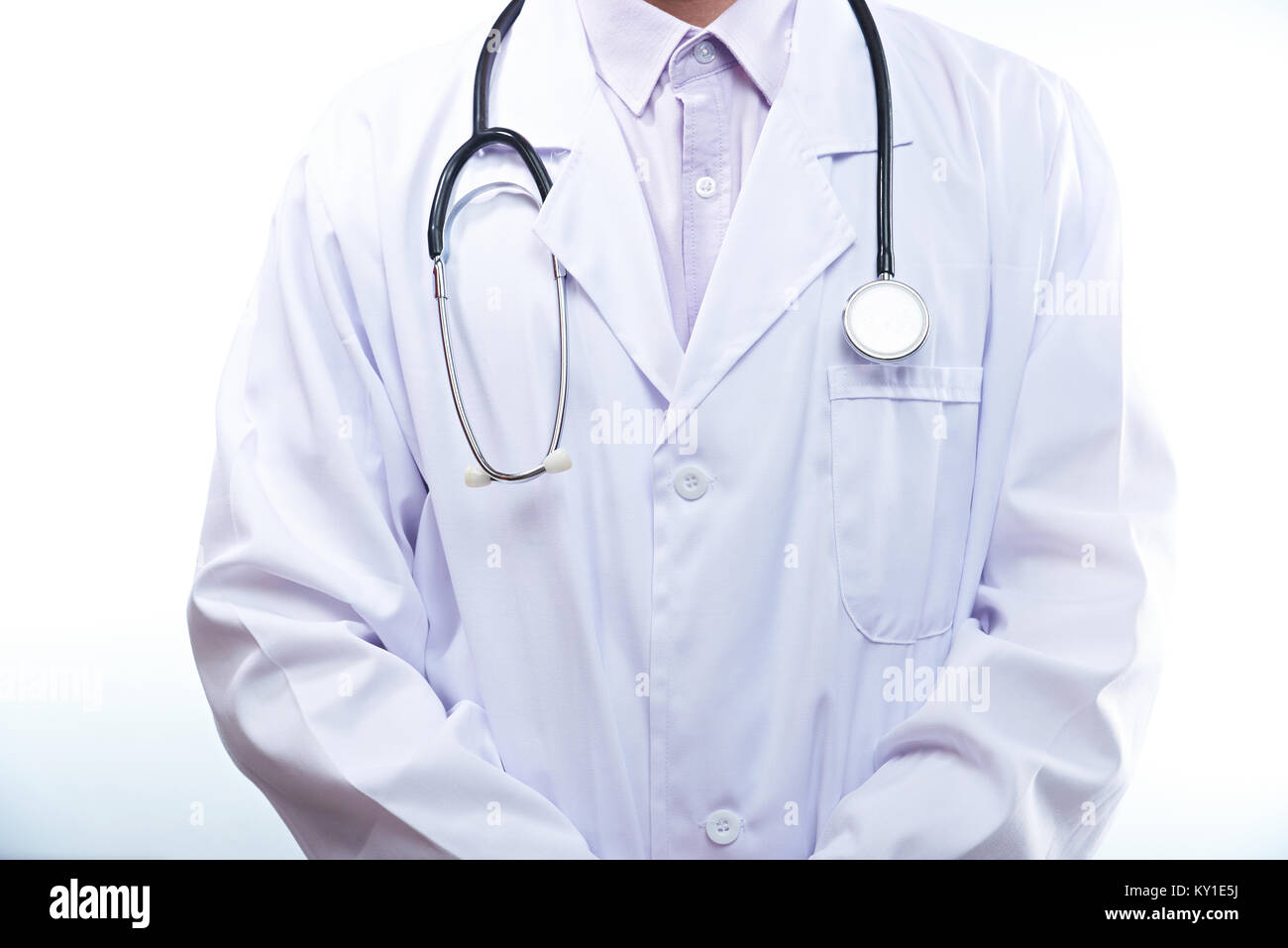 Professional doctor uniform close-up isolated on white background Stock ...