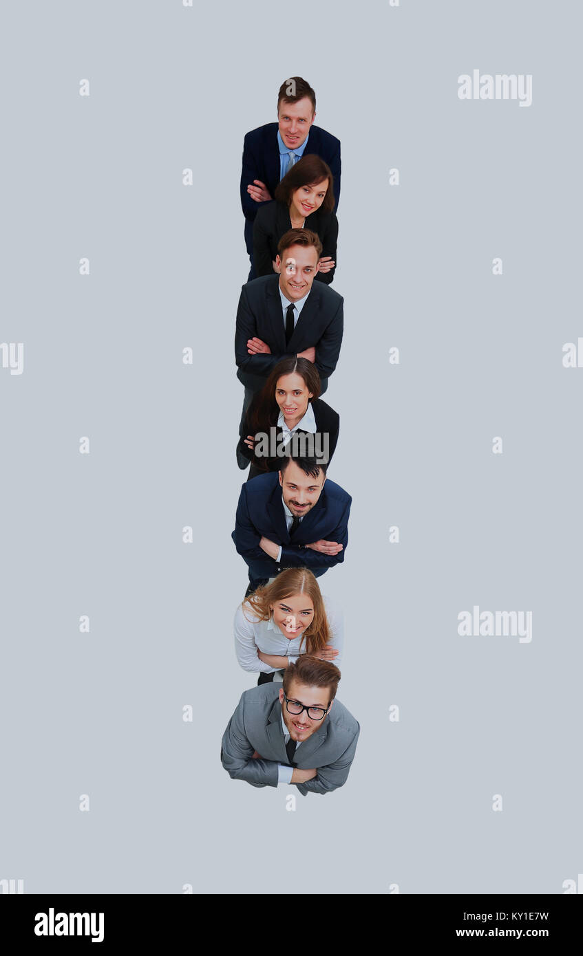 Business people standing in a row. top view Stock Photo - Alamy