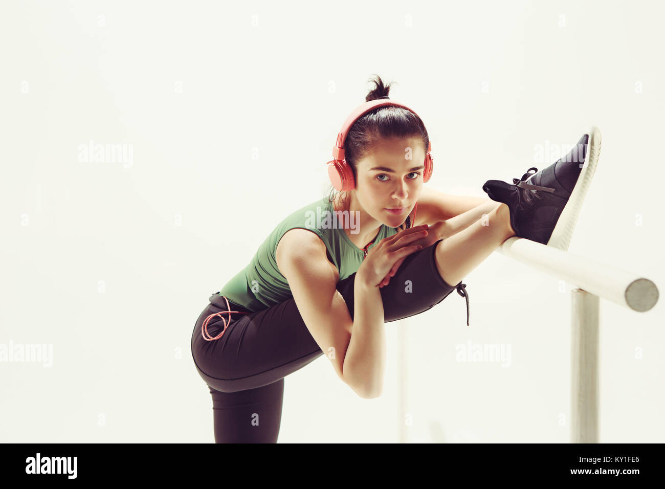The woman in the dance hall at the ballet machine Stock Photo - Alamy