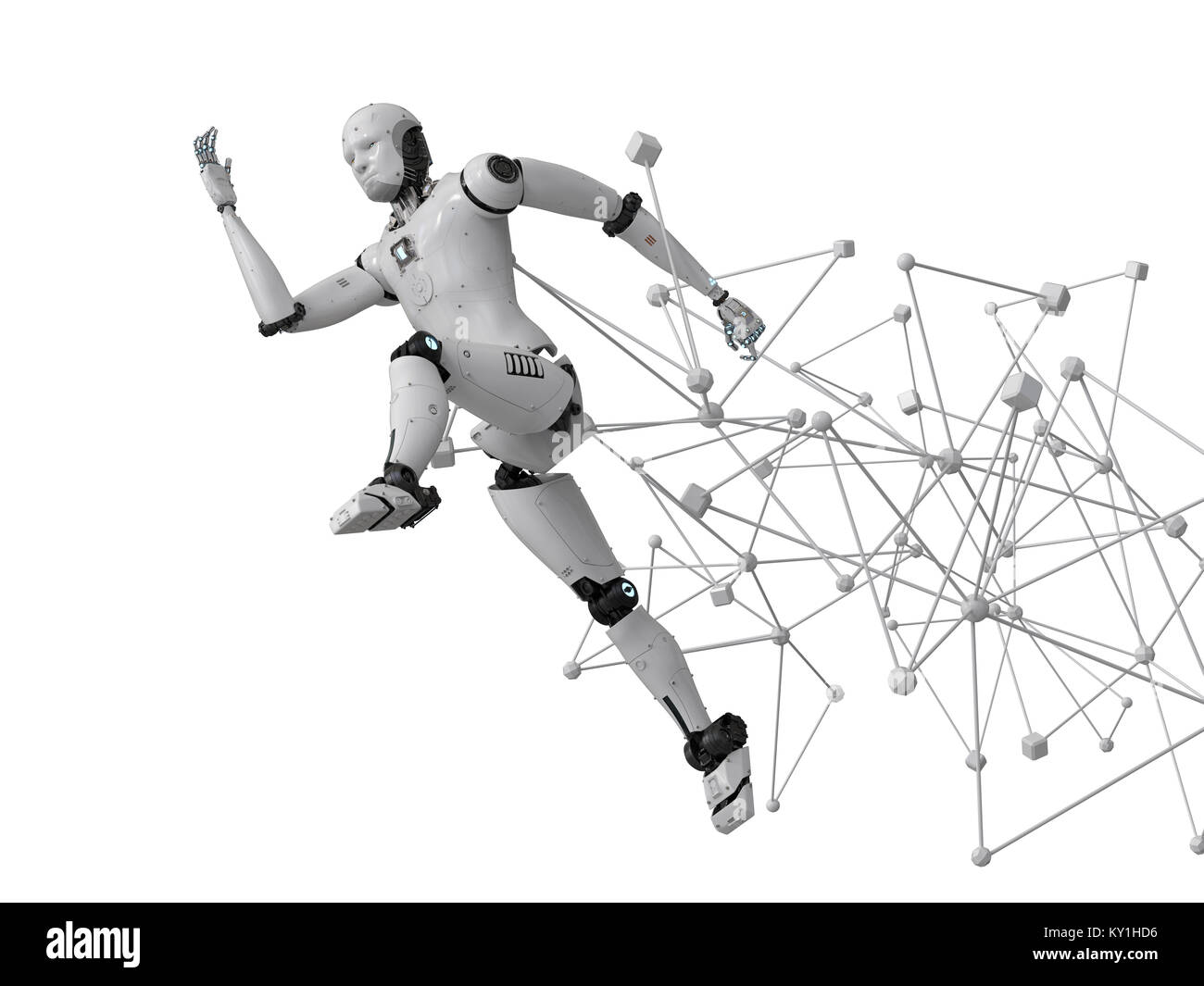 3d rendering robot running with connection structure Stock Photo - Alamy