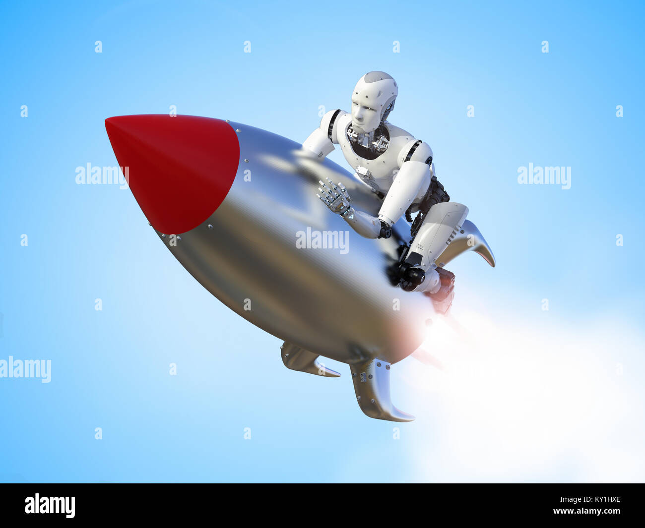 3d rendering robot riding on space shuttle with speed Stock Photo - Alamy
