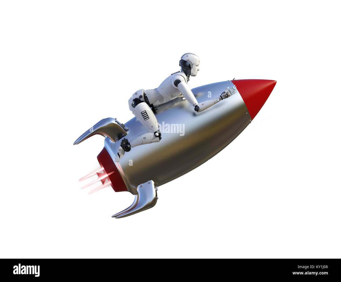 3d rendering robot riding on space shuttle with speed Stock Photo - Alamy