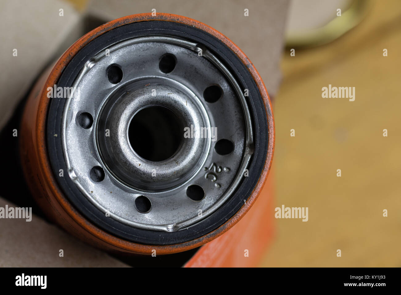 close up shot of new automotive oil filter Stock Photo - Alamy