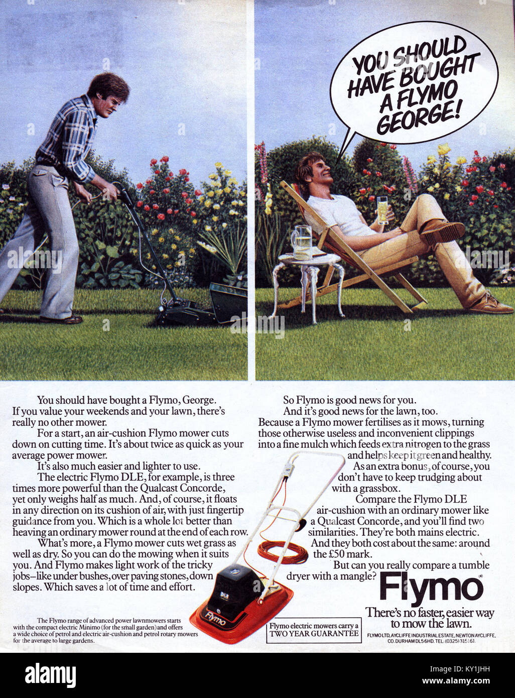 1970s UK Flymo Magazine Advert Stock Photo - Alamy