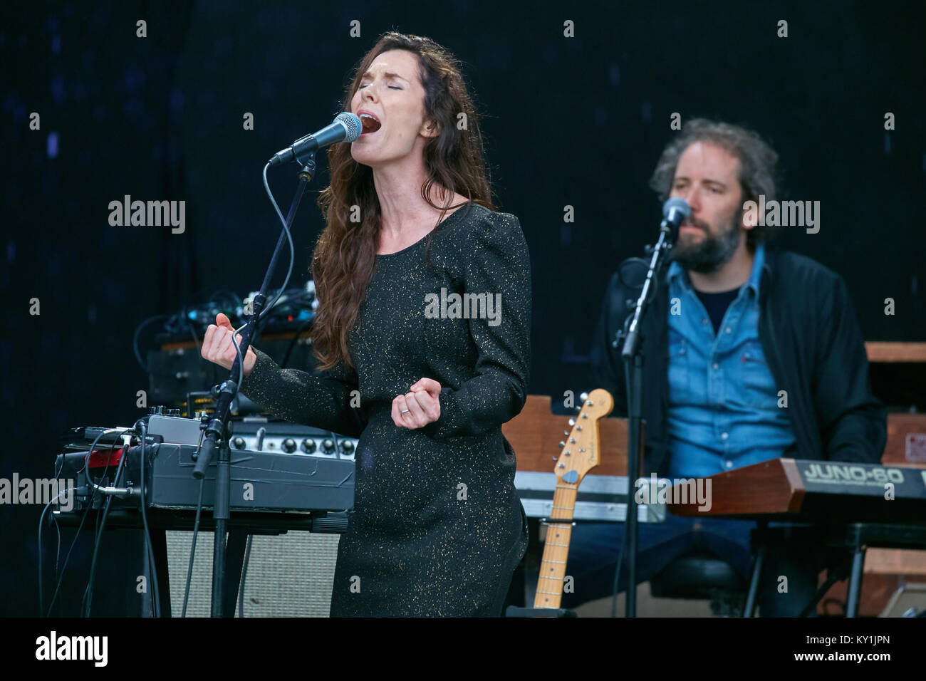 The Norwegian pop duo Band of Gold performs a live concert during the ...