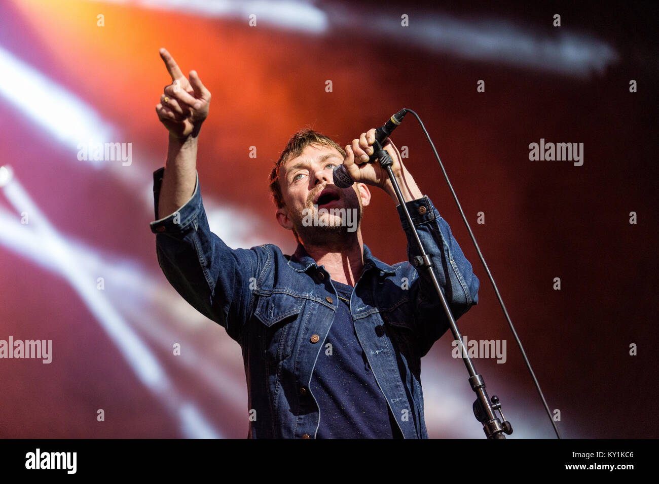 The English Britpop and indie rock band Blur performs a live concert at ...