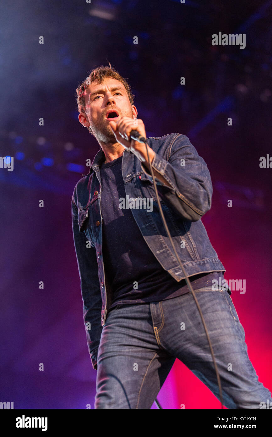 The English Britpop and indie rock band Blur performs a live concert at ...