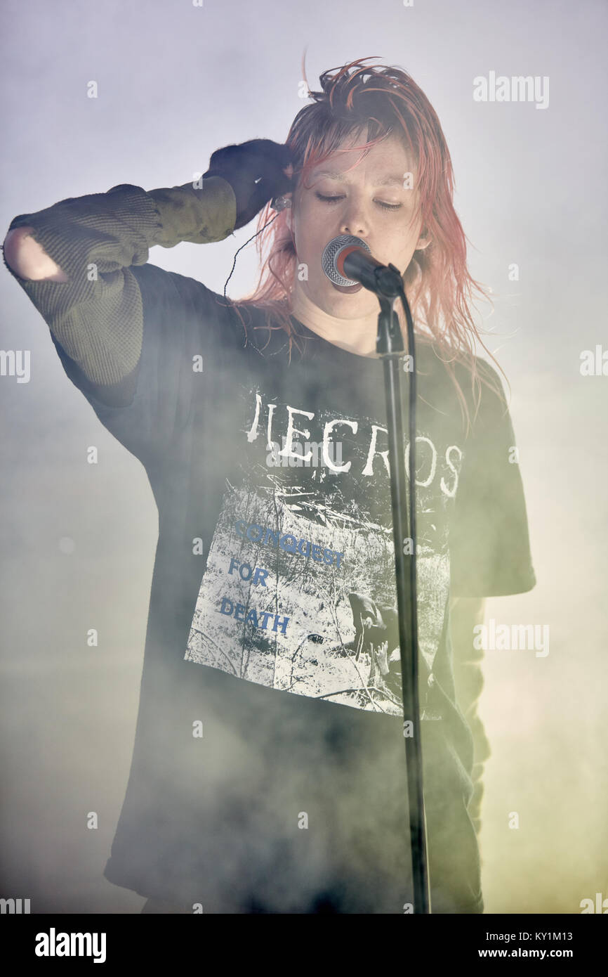 The Canadian electronic music band Crystal Castles performs a live ...