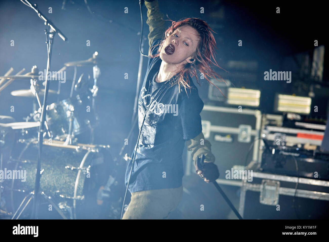 The Canadian electronic music band Crystal Castles performs a live ...