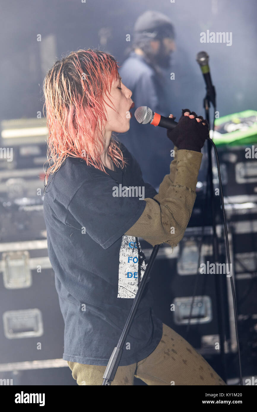 The Canadian electronic music band Crystal Castles performs a live ...