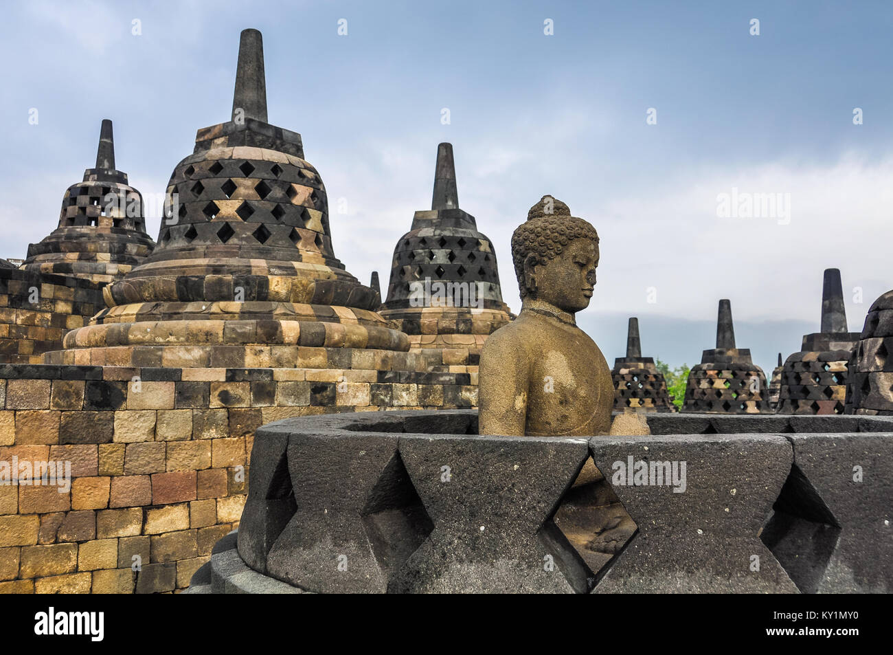 Buddhist temples in Borobudur Temple on Java Island, Indonesia Stock ...