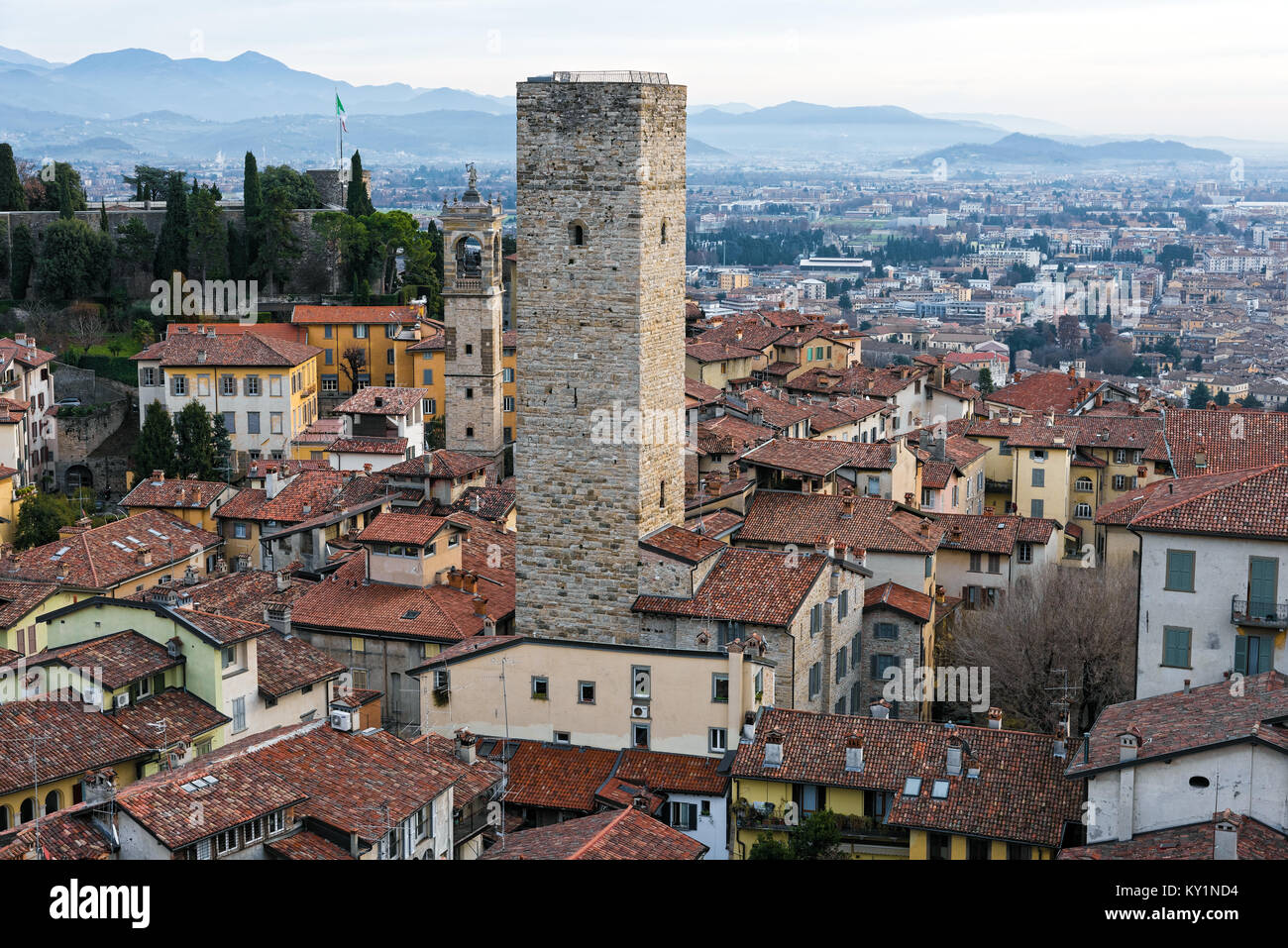 View of the old town of Bergamo in Italy Stock Photo - Alamy