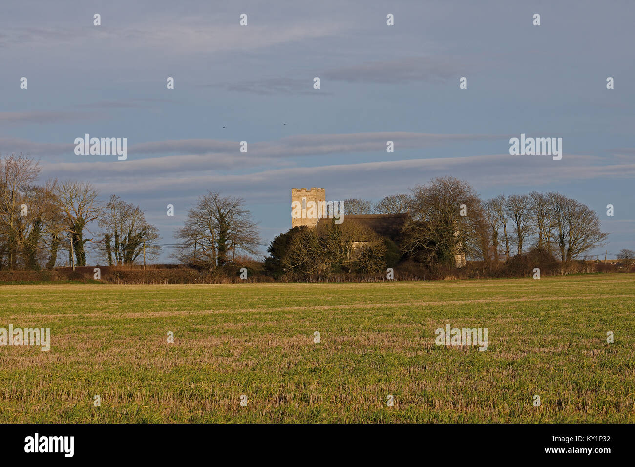 view over stubble field to Hempstead Church Hempstead, Lessingham ...