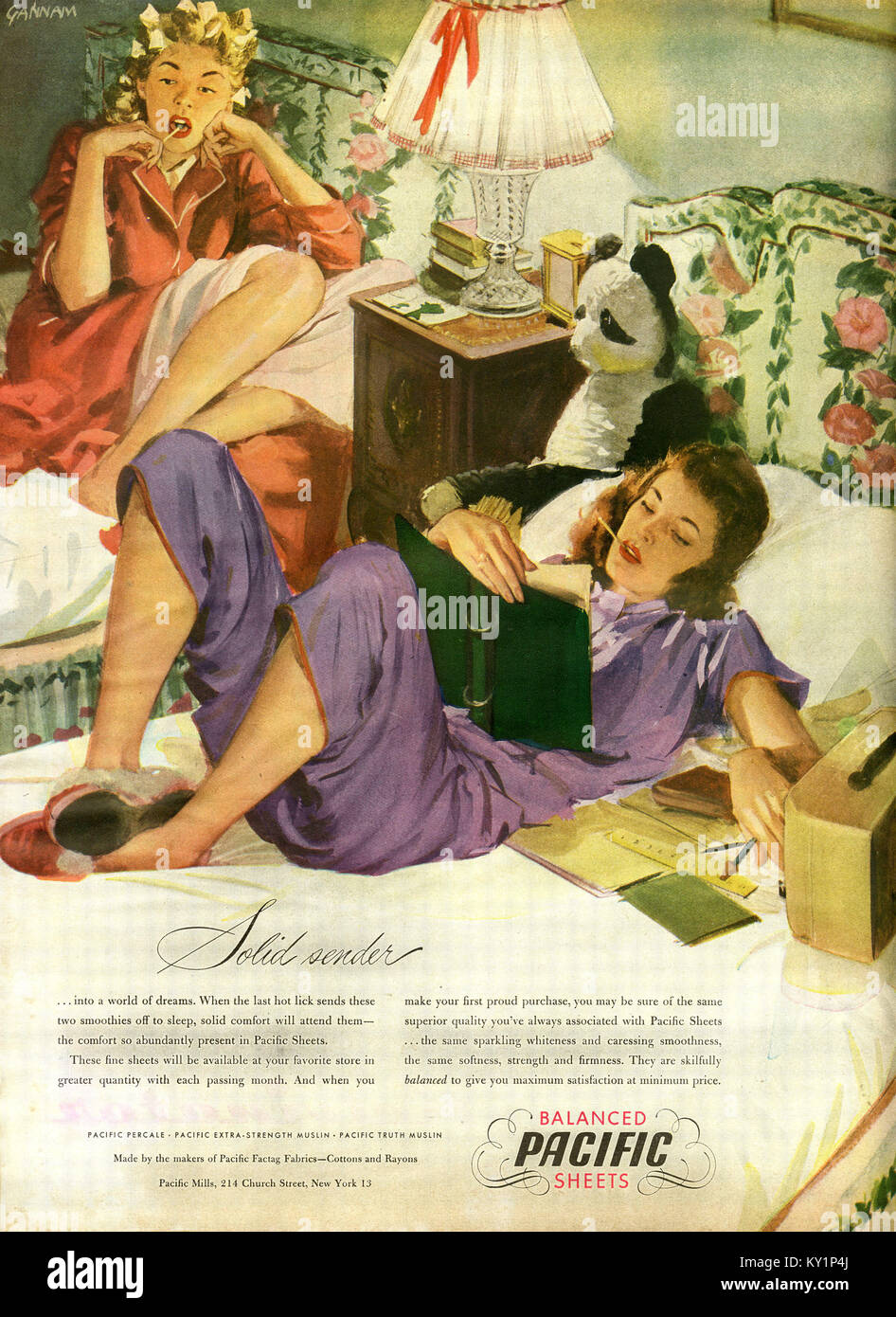 1940s USA Pacific Sheets Magazine Advert Stock Photo - Alamy
