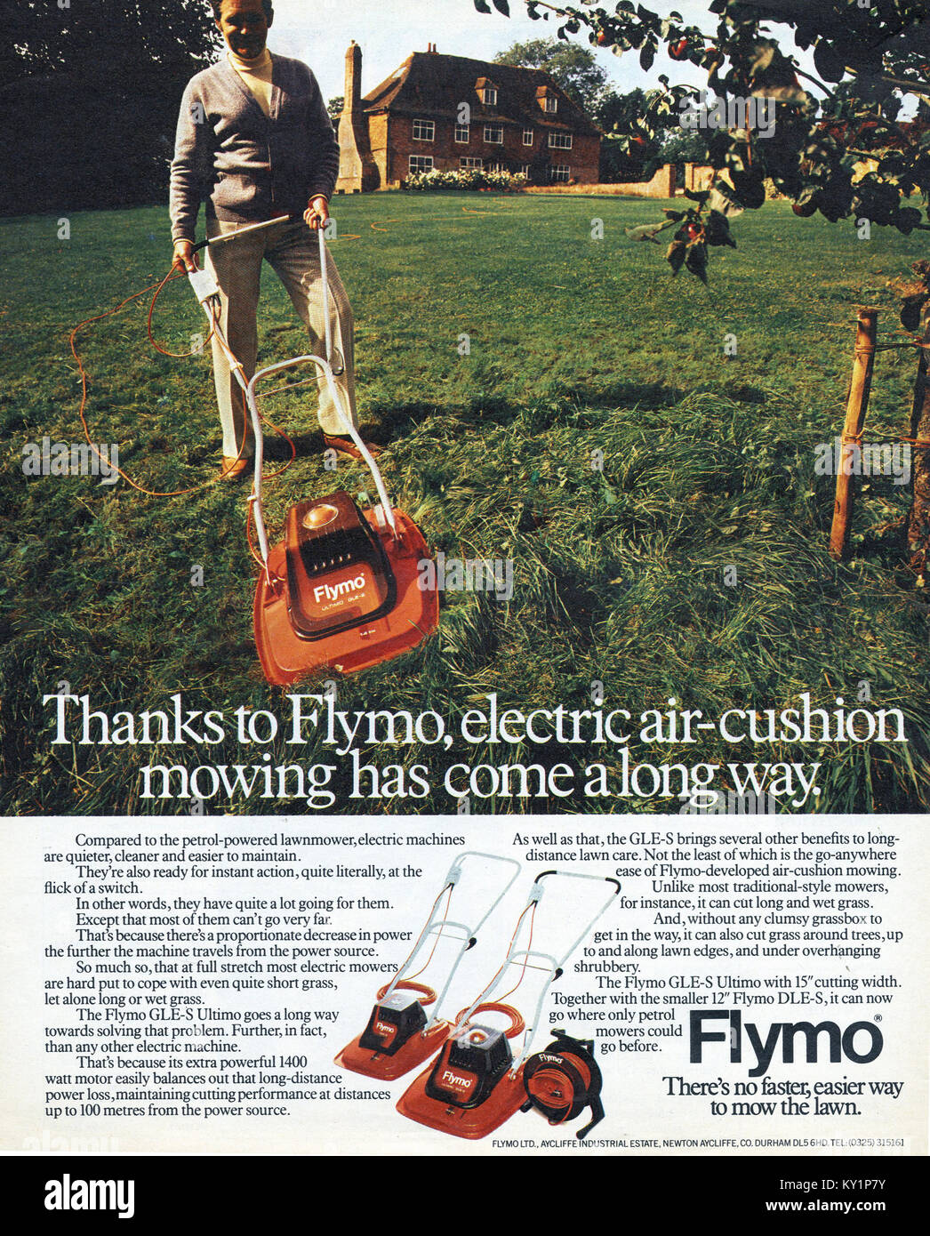 1980s uk flymo magazine advert hi-res stock photography and images - Alamy