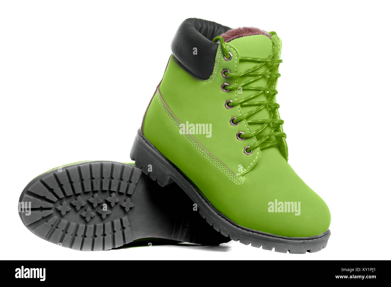 Green boots. Angle view Stock Photo - Alamy