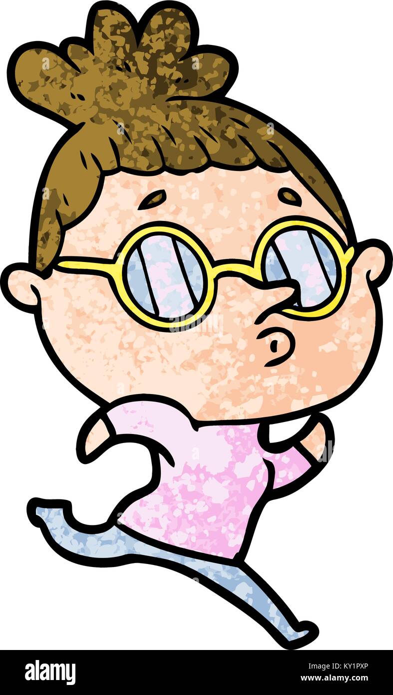 cartoon woman wearing glasses Stock Vector Image & Art - Alamy