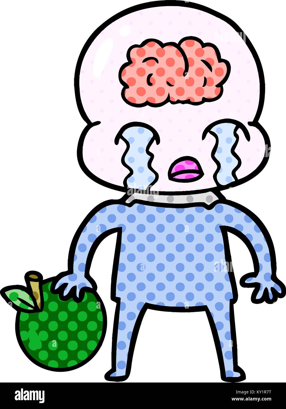cartoon big brain alien with apple Stock Vector Image & Art - Alamy