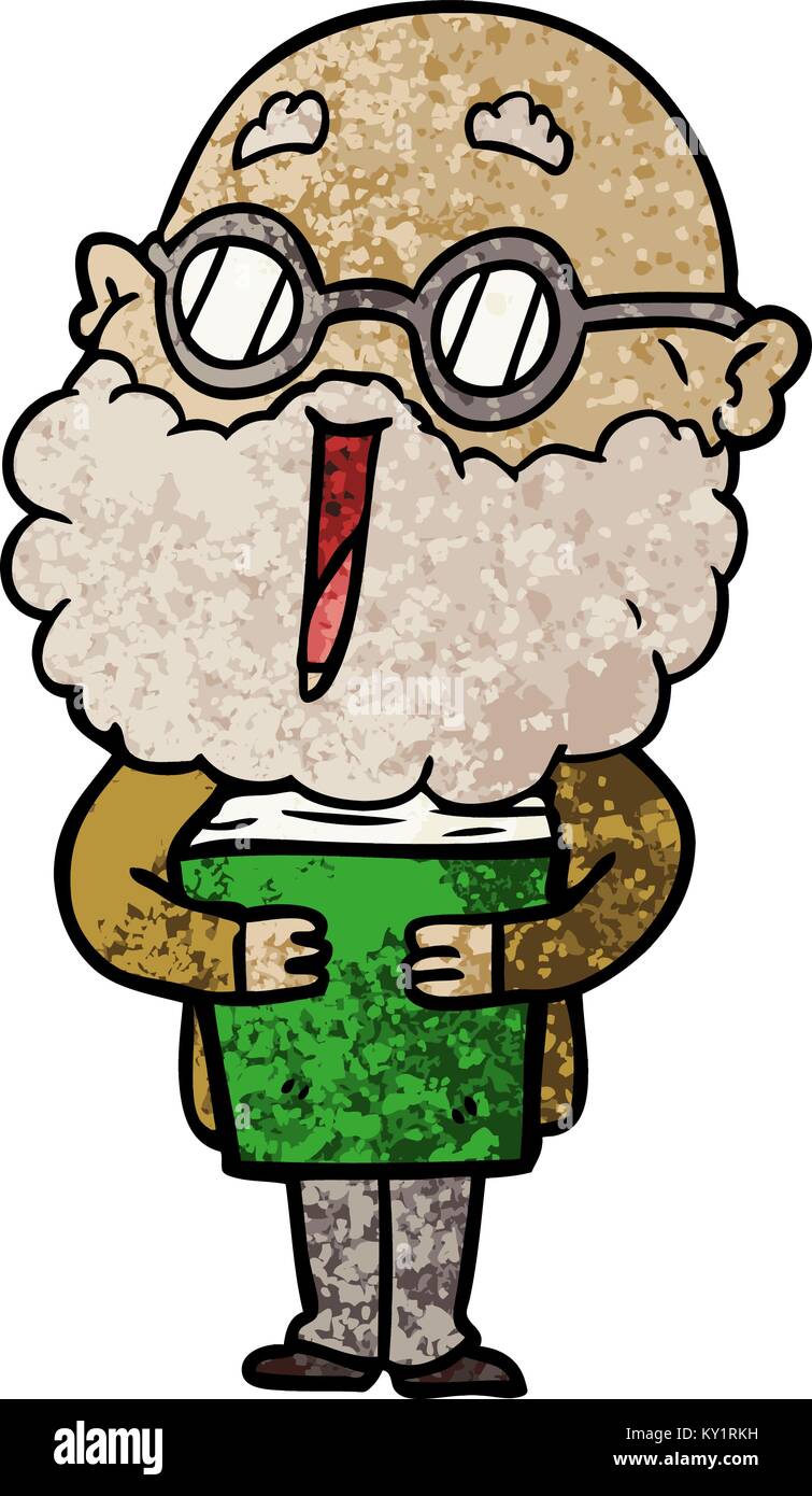 cartoon joyful man with beard and book Stock Vector Image & Art - Alamy
