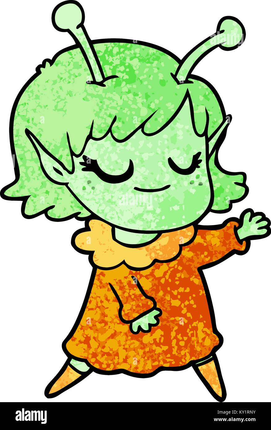 smiling alien girl cartoon Stock Vector Image & Art - Alamy