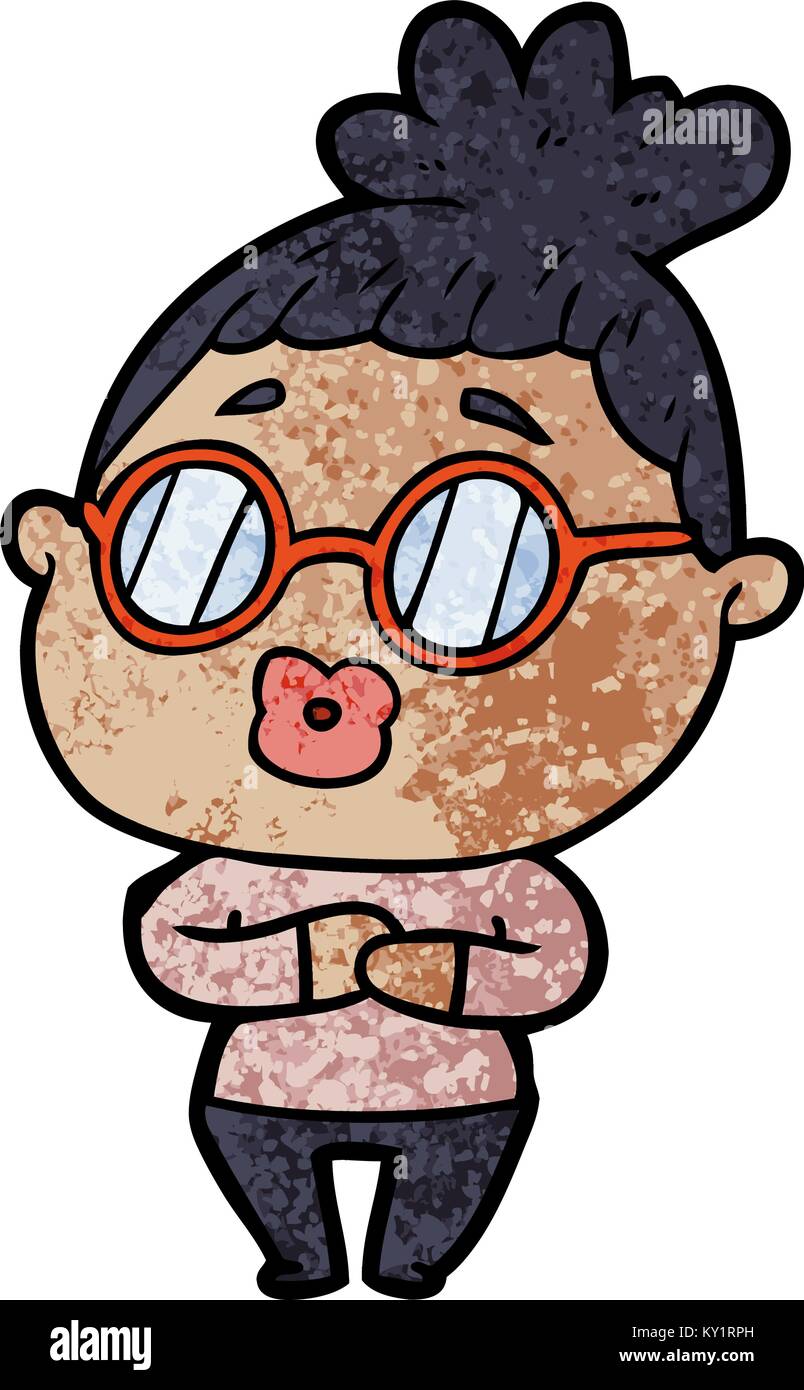 cartoon woman wearing spectacles Stock Vector Image & Art - Alamy