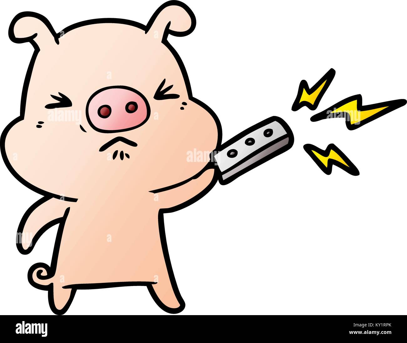 cartoon grumpy pig with remote control Stock Vector Image & Art - Alamy