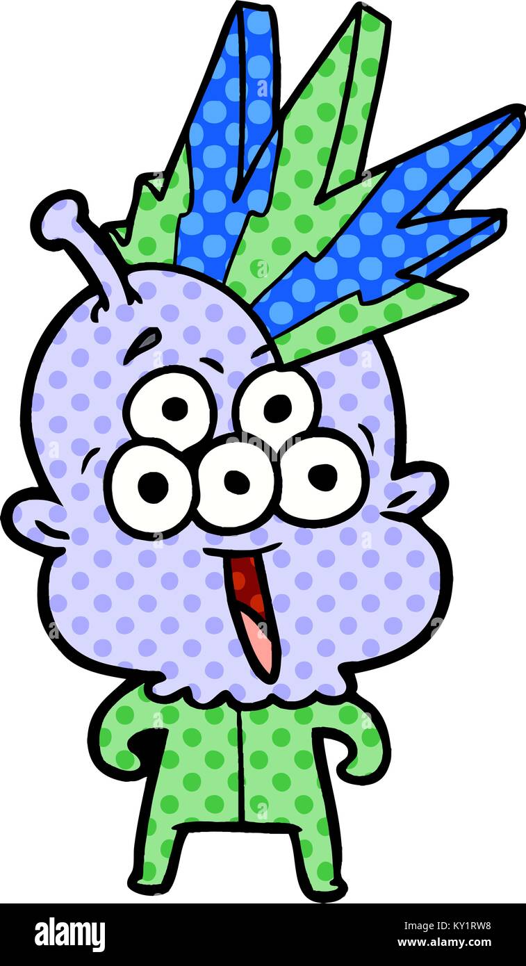 happy cartoon alien Stock Vector Image & Art - Alamy