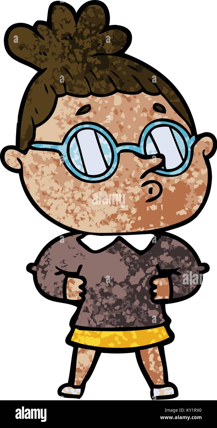 cartoon woman wearing glasses Stock Vector Image & Art - Alamy