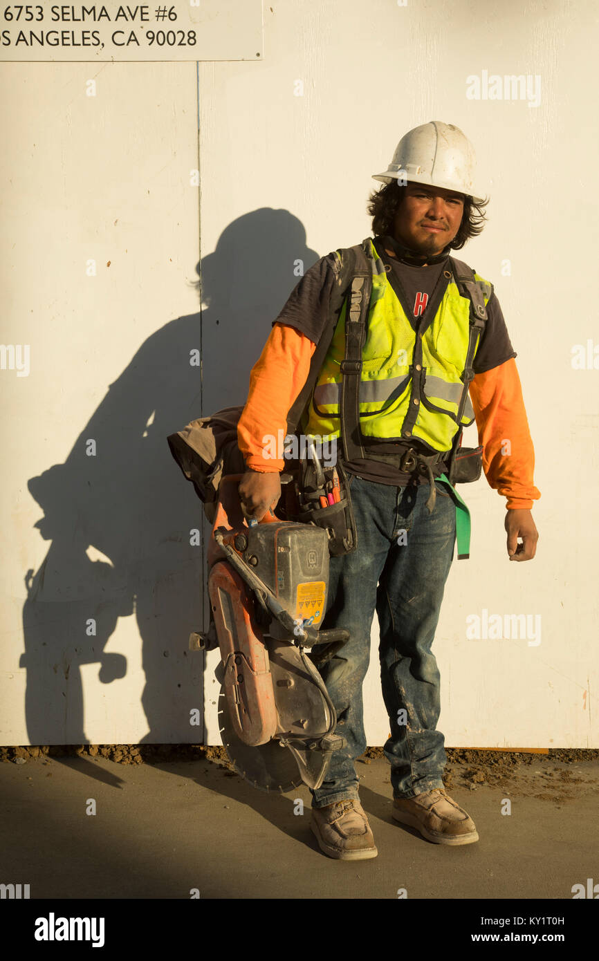 Construction Worker, Hollywood, Los Angeles, California, USA Stock ...