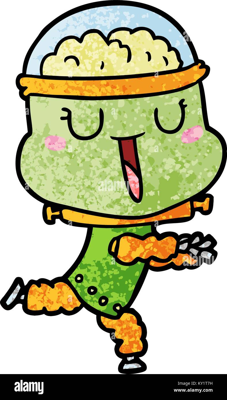 happy cartoon robot running Stock Vector Image & Art - Alamy