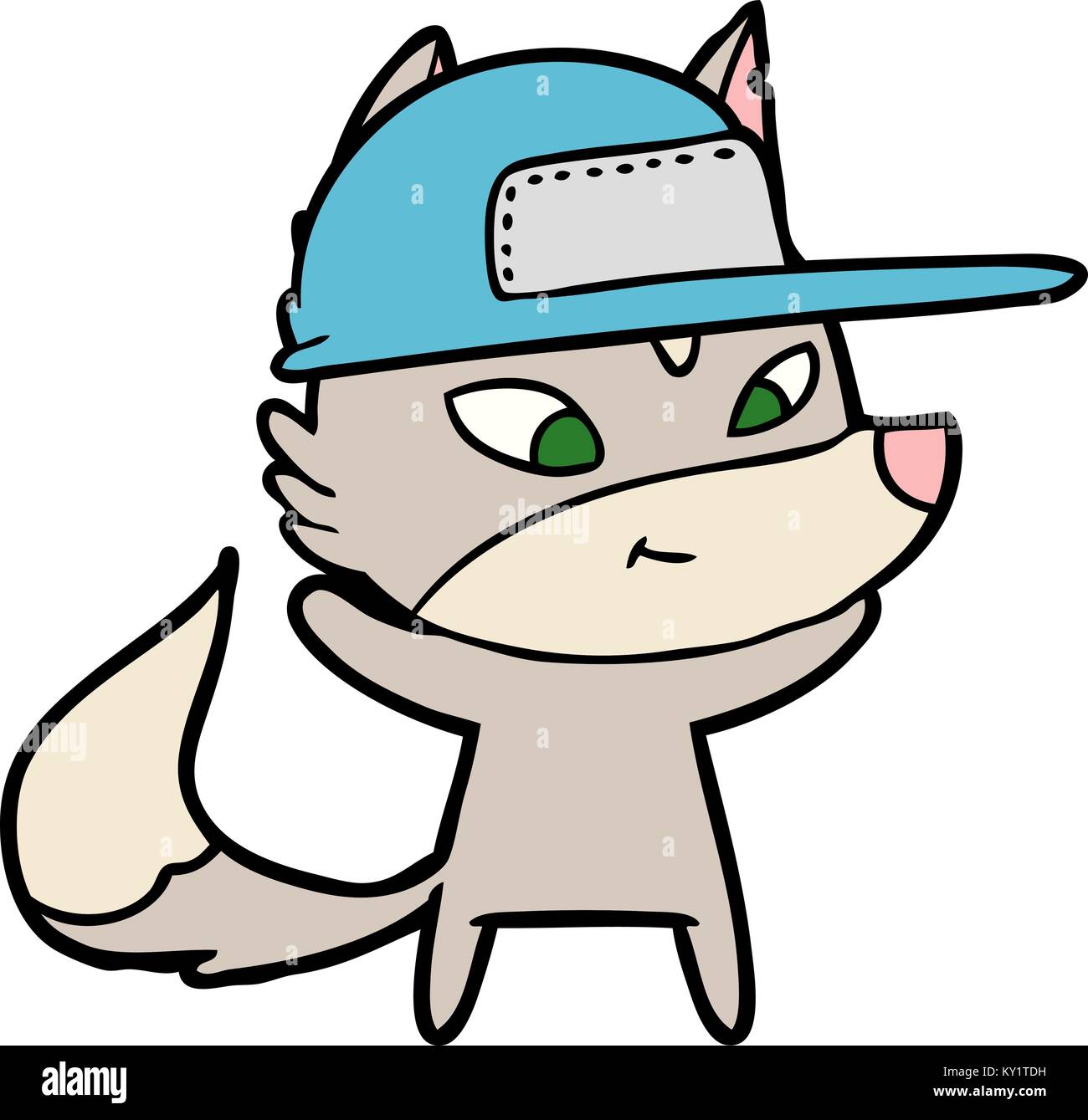 friendly cartoon wolf wearing trucker cap Stock Vector Image & Art - Alamy
