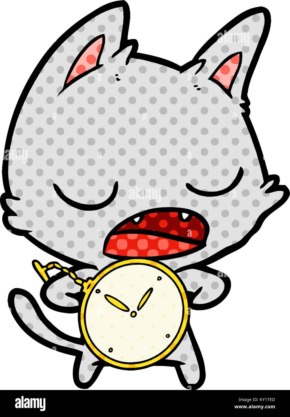 talking cat cartoon with stopwatch Stock Vector Image & Art - Alamy