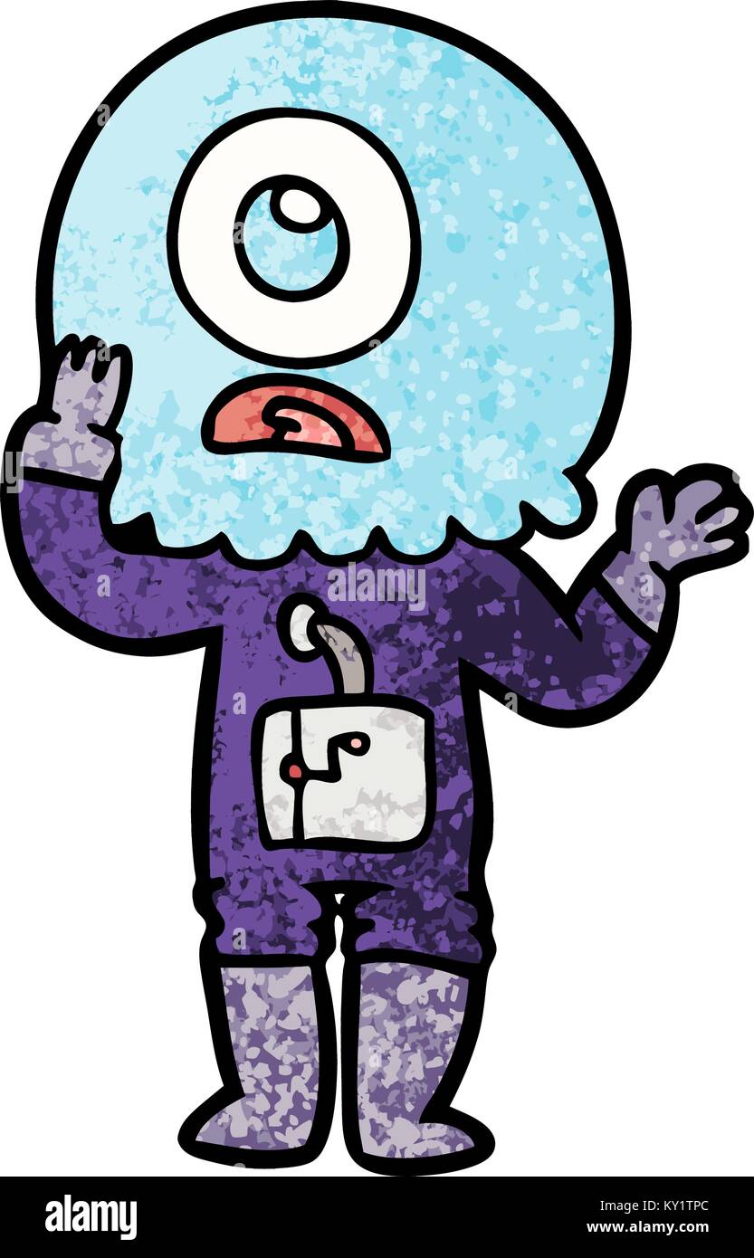 worried cartoon cyclops alien spaceman Stock Vector Image & Art - Alamy