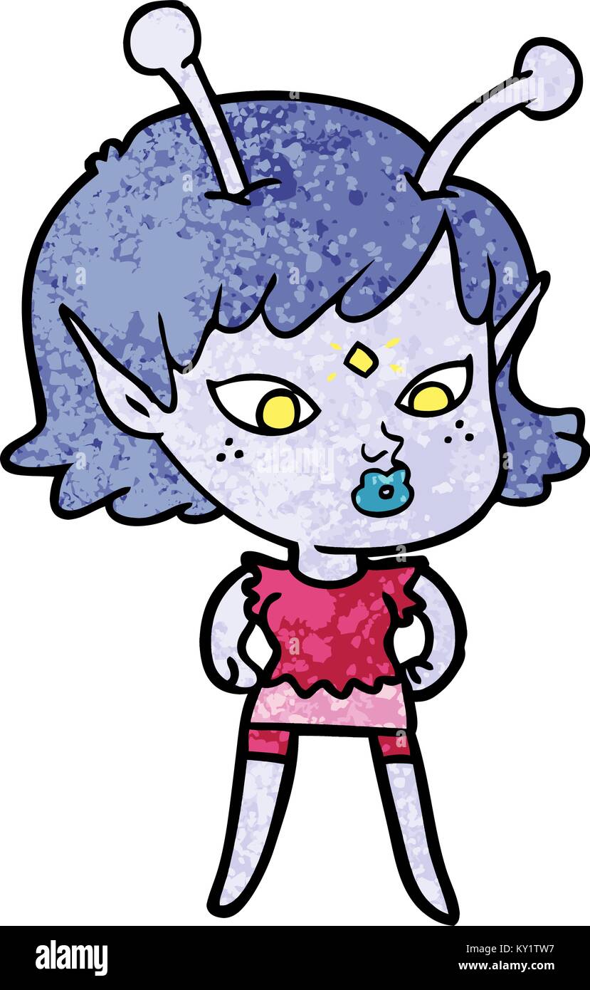 pretty cartoon alien girl Stock Vector Image & Art - Alamy
