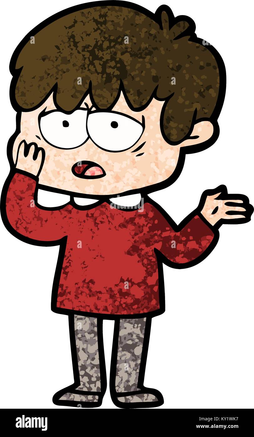 cartoon exhausted boy Stock Vector Image & Art - Alamy
