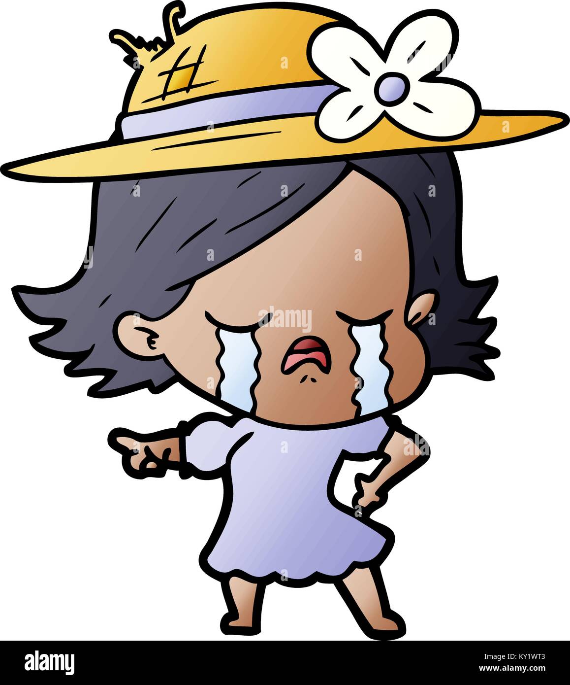 cartoon girl crying and pointing Stock Vector Image & Art - Alamy
