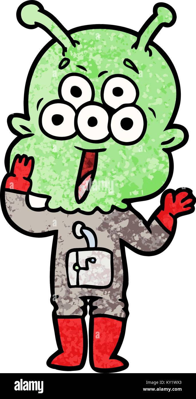 happy cartoon alien Stock Vector Image & Art - Alamy