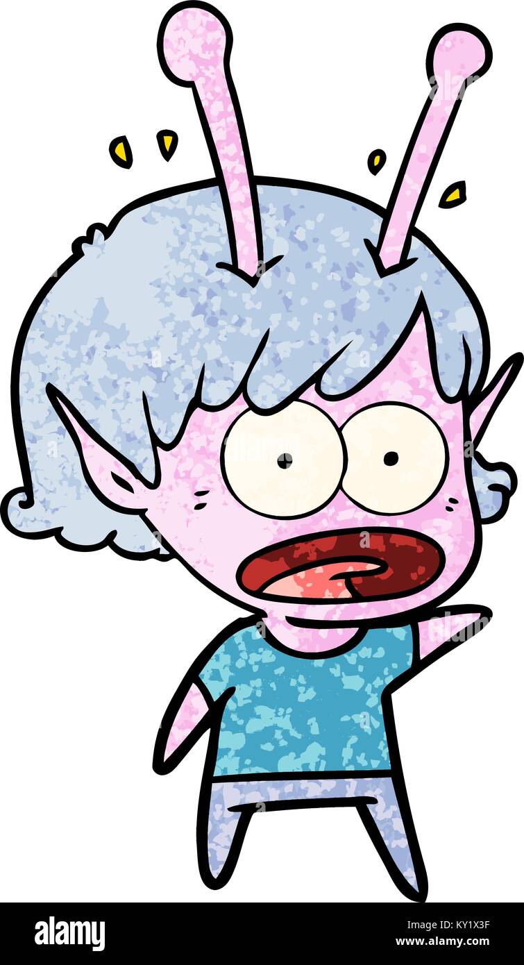 cartoon shocked alien girl Stock Vector Image & Art - Alamy