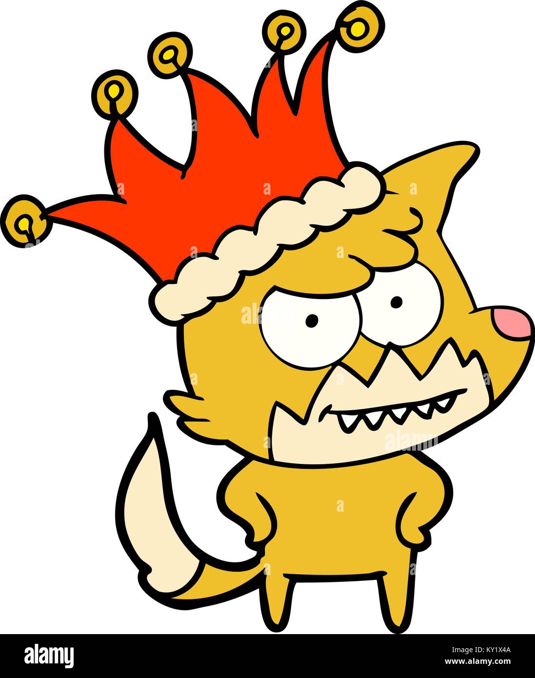 cartoon grinning fox in funny hat Stock Vector Image & Art - Alamy