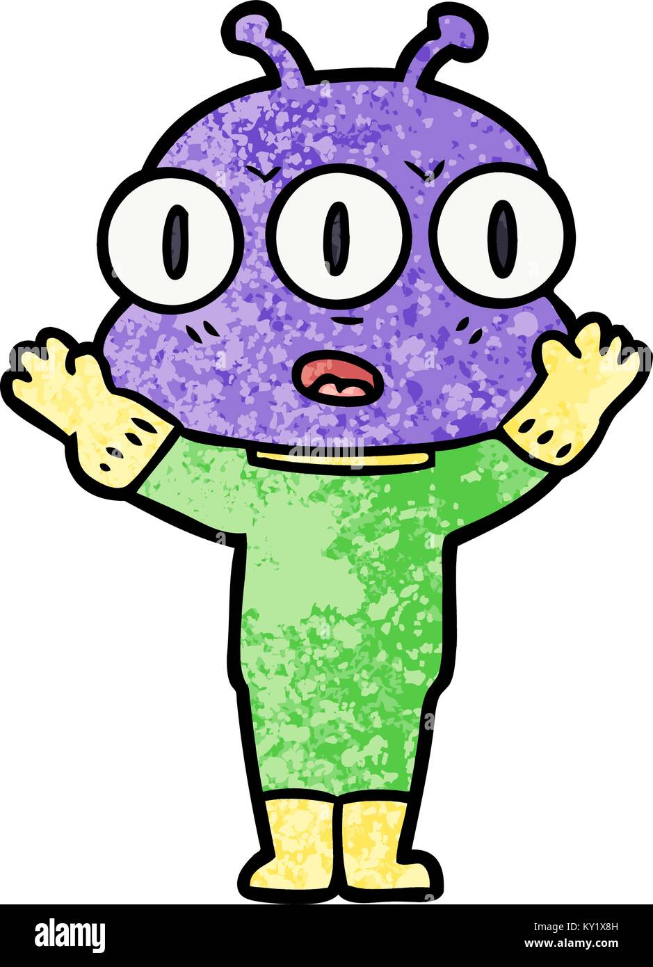 cartoon three eyed alien Stock Vector Image & Art - Alamy